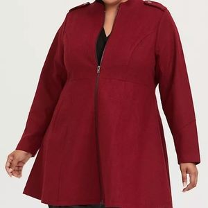 torrid | Jackets & Coats | Torrid Dark Red Woolen Swing Coat | Poshmark